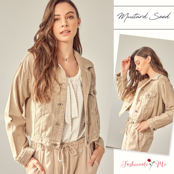 Mustard Seed | Jackets & Coats | Mustard Seed Distressed Detail Cropped ...